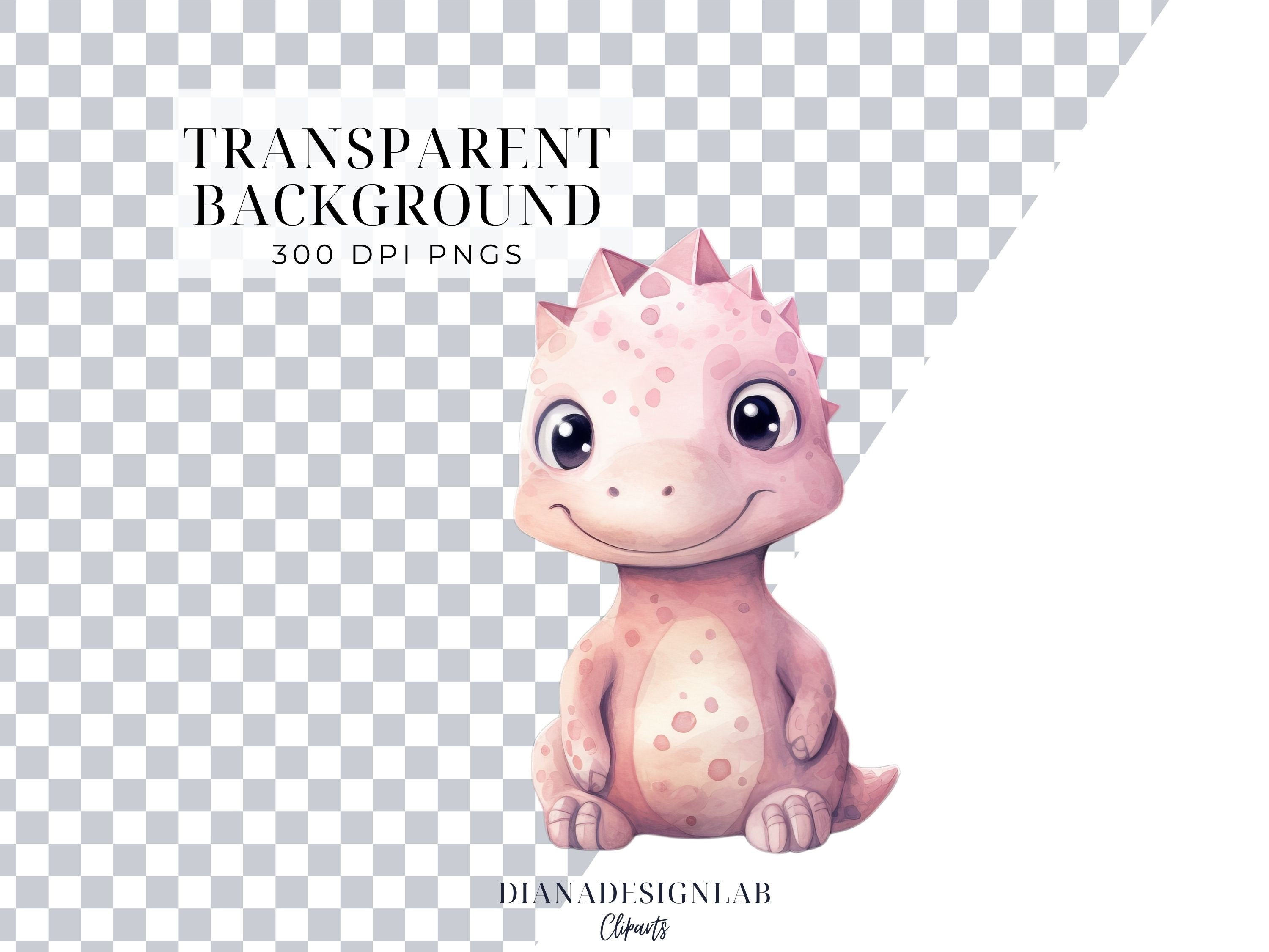 Girl Dino Watercolor Clipart, Baby Shower, Dino Digital Download ...