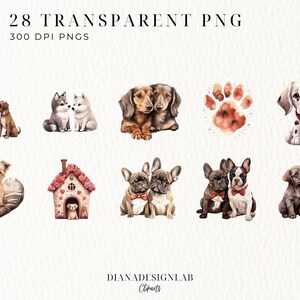 Valentines Day Dogs Clipart, Head Animals Clipart, Digital Download ...