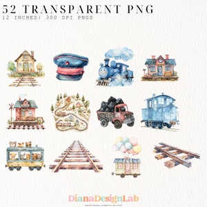 Watercolor Blue Train Kids Clipart, Baby Shower, Baby Animals, Nursery ...