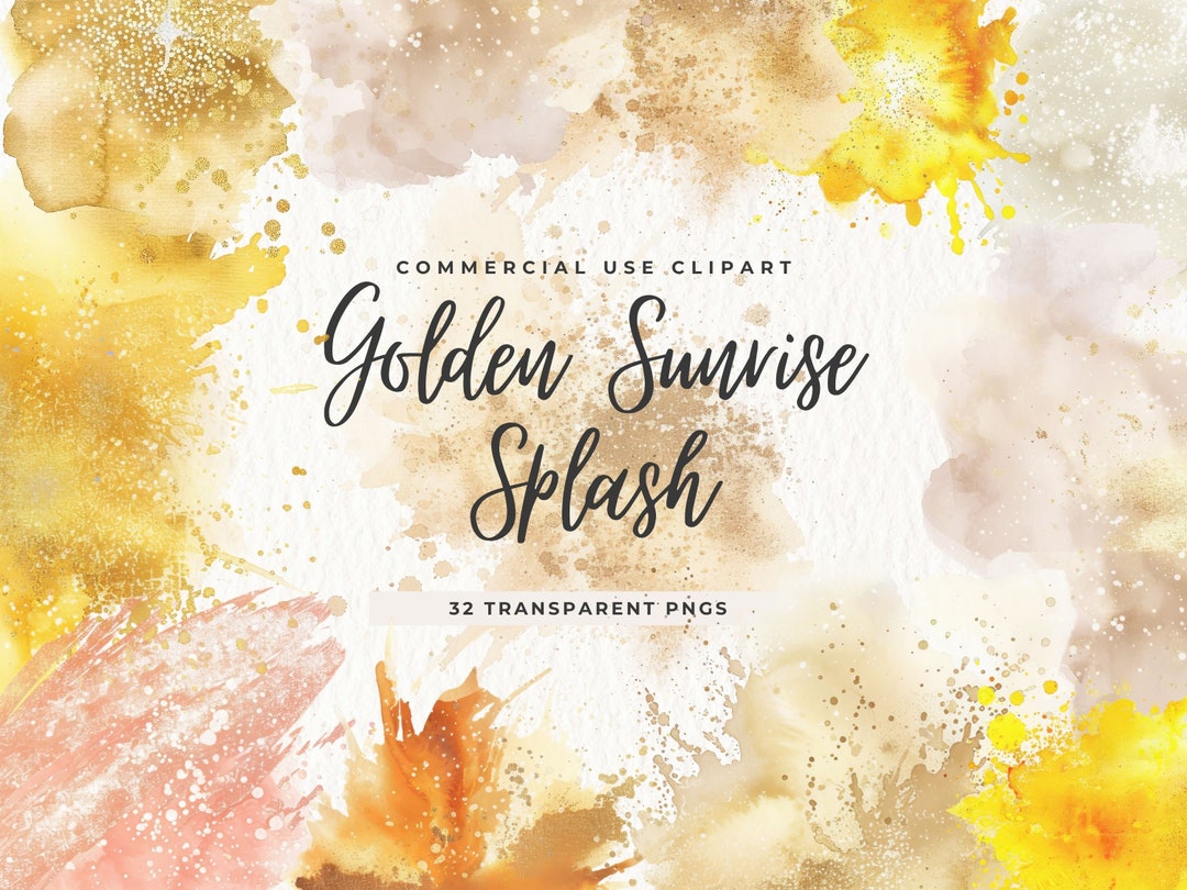 Gold Watercolor Splatter Clipart, Abstract Background, Splashes Ivory ...