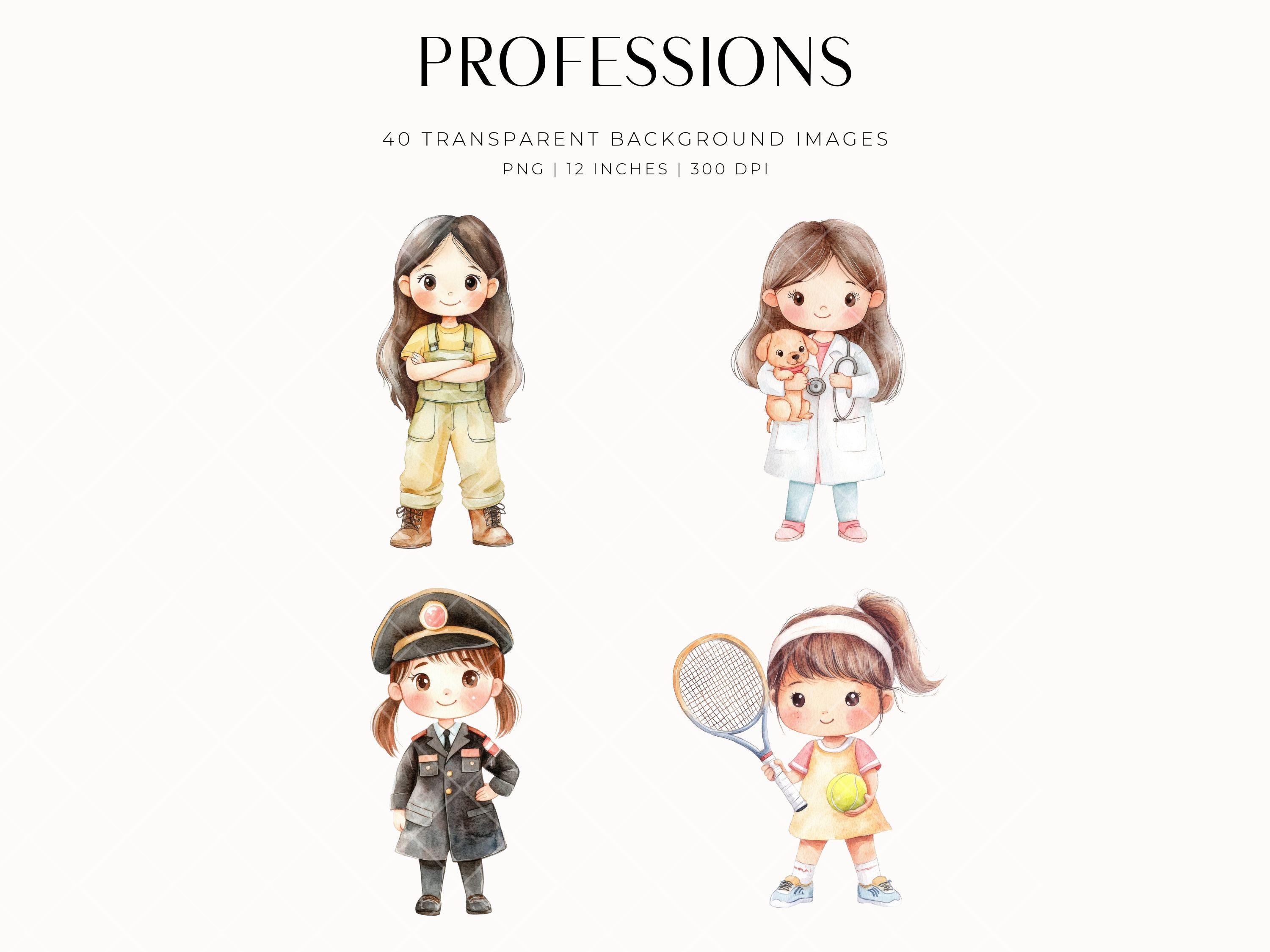 Watercolor Professions Clipart: Kids Careers, Classroom Decor (digital ...