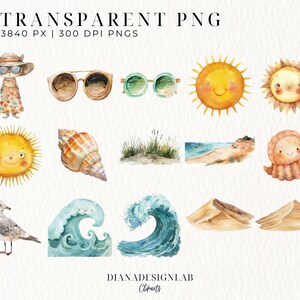 Summer Animals Clipart, Beach Safari, Sea Creatures, Holidays Clipart ...