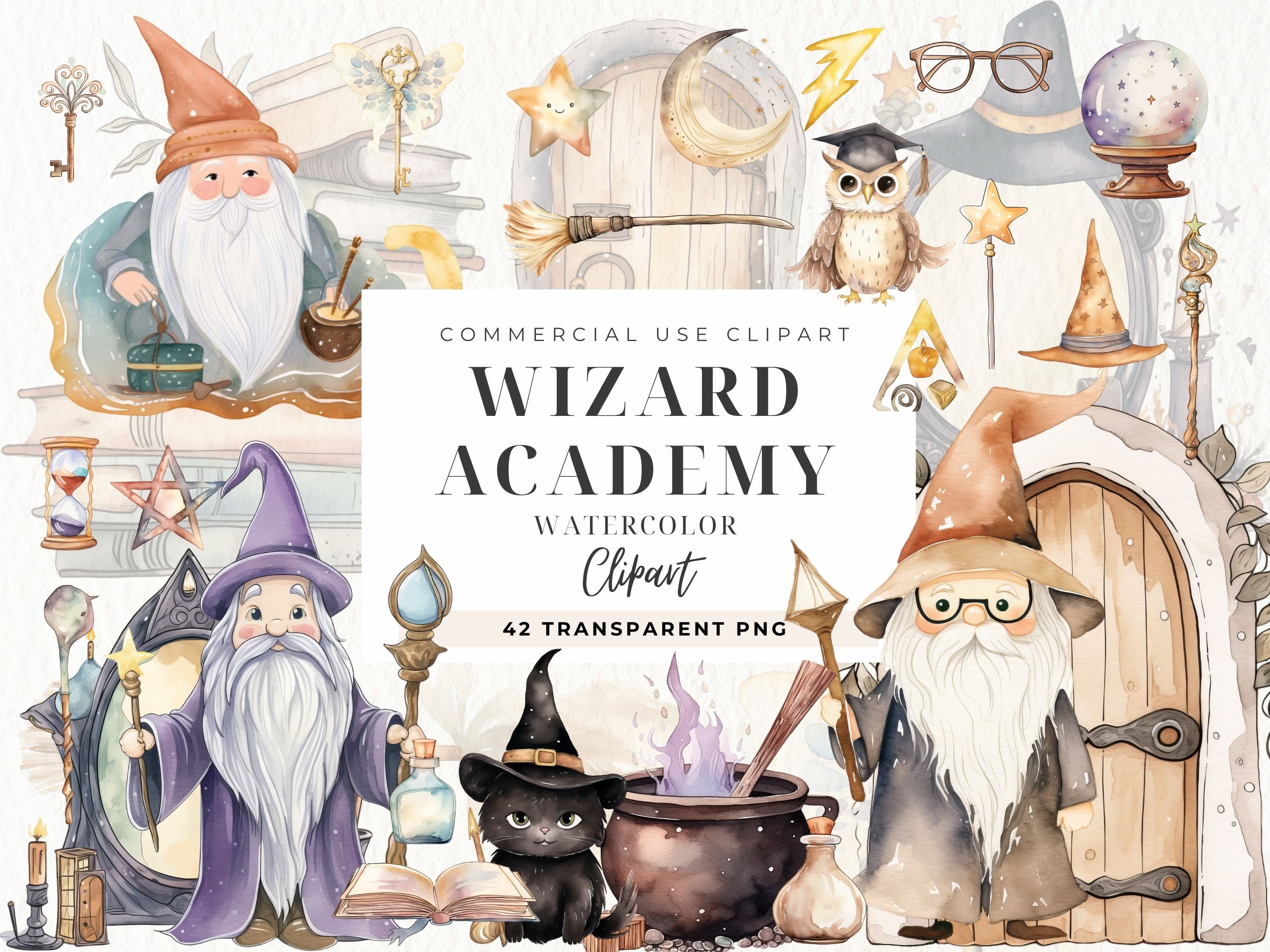 Wizard Academy Clipart, Instant Download, Wizard Students, Witches Png ...