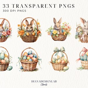 Easter Bunny Basket Clipart, Easter Basket, Bunny Clip Art, Card Making ...