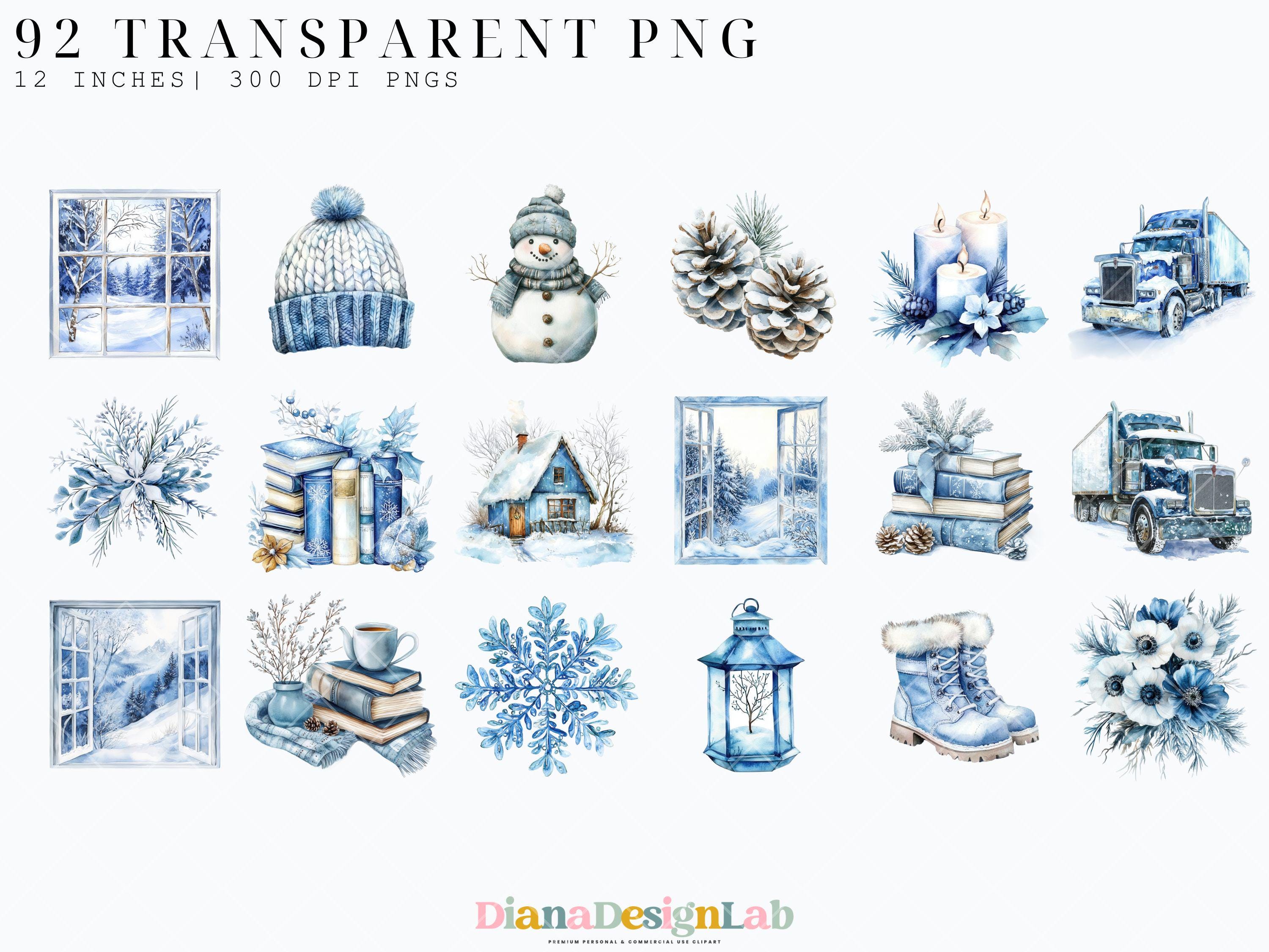 Winter Watercolor Clipart, Hello Winter, Merry Christmas, Cozy Blue ...