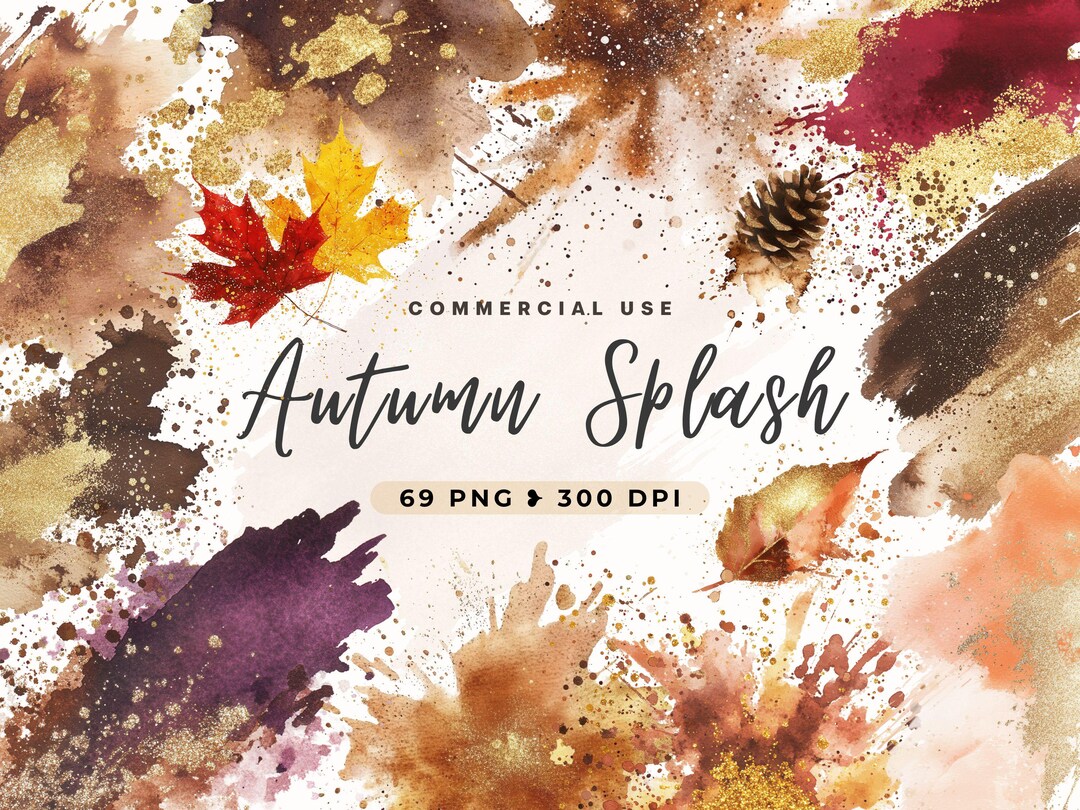 Autumn Splash Clipart, Pastel Watercolor Alcohol Ink Splatter, Fall ...