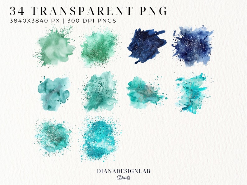 Blue Watercolor Splatter Clipart, Abstract Background, Splashes Deep ...