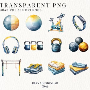 Workout Watercolor Clipart, Fitness Illustration, Gym Clip Art, Women ...