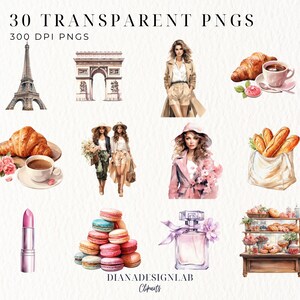Paris Watercolor Clipart, Paris Art, Valentines Day, Love Png ...