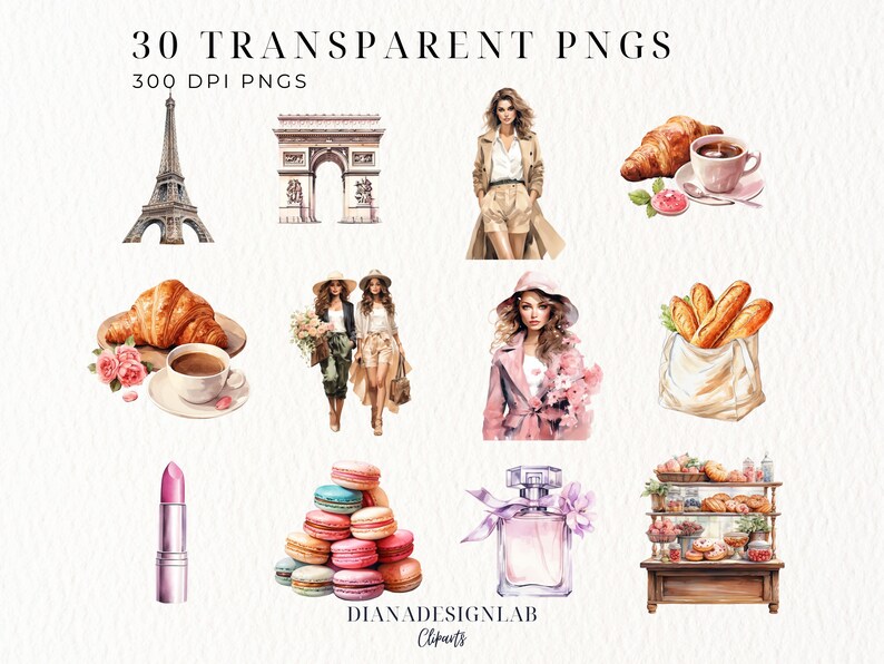 Paris Watercolor Clipart, Paris Art, Valentines Day, Love Png ...