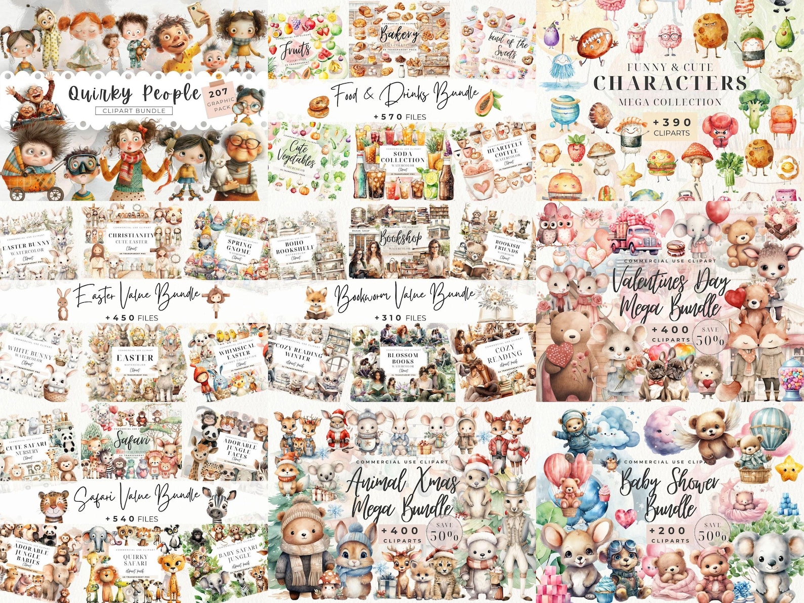 11 0000+ Clipart Mega Bundle Clipart, Mega Vault Images, Watercolor ...