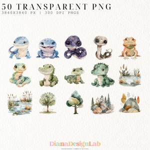 Watercolor Reptile Clipart, Lizard Cut File, Bearded Lizard, Reptile ...