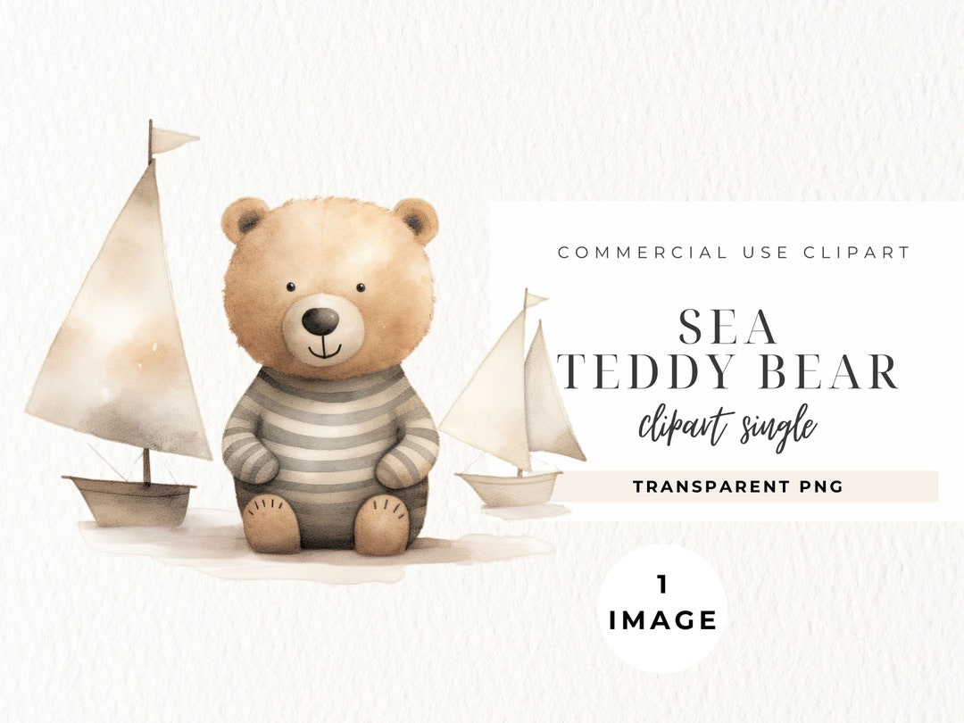 Cute Sailor Teddy Bear Clipart, Nautical Nursery Clip Art, Under the ...