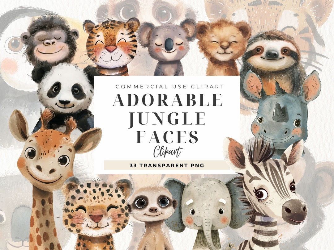 Baby Jungle Animal Clip Art, Nursery Art, Baby Shower, Cute Kid Design ...