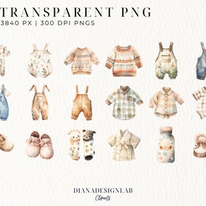 Watercolor Baby Clothes Clipart, Baby Dress, Kids Clip Art, Cradle Png ...