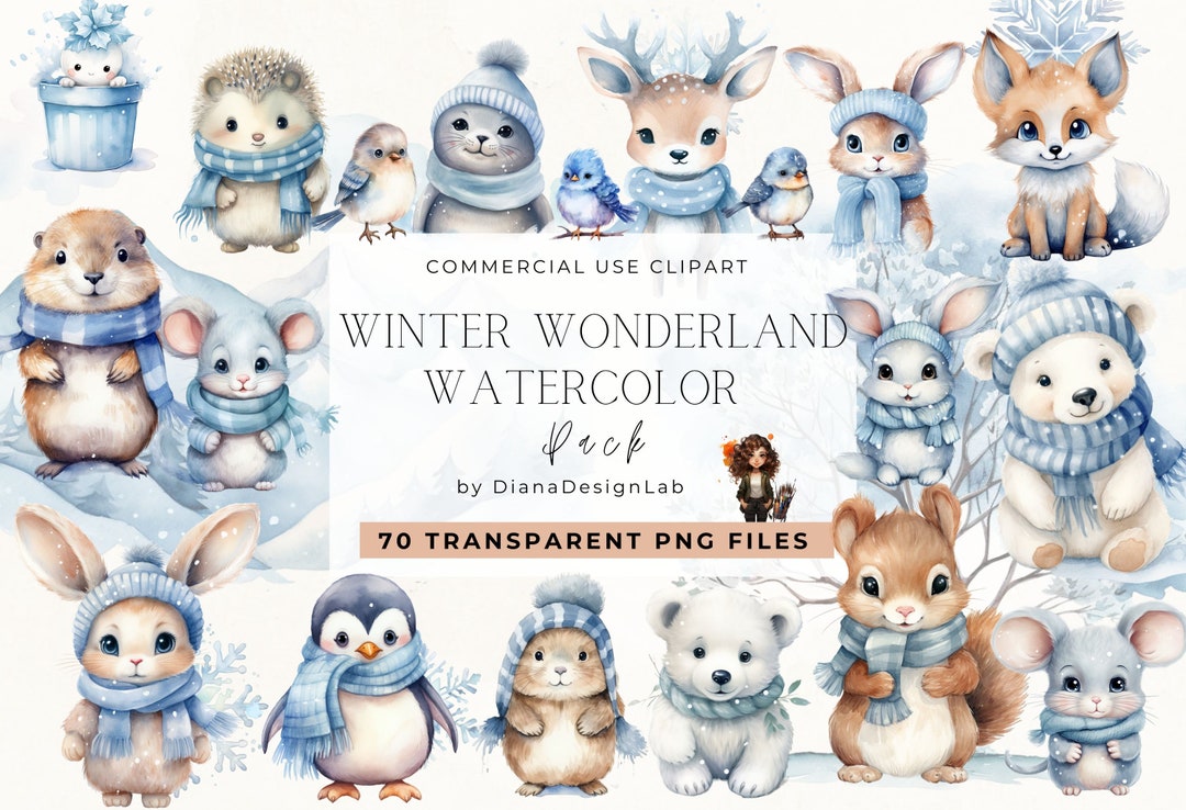 Winter Wonderland Clipart Bundle, Watercolor Winter Wonderland Baby ...