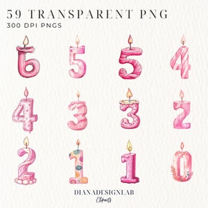 Watercolor Birthday Party Cake Present Balloons Clipart Bundle, Happy ...