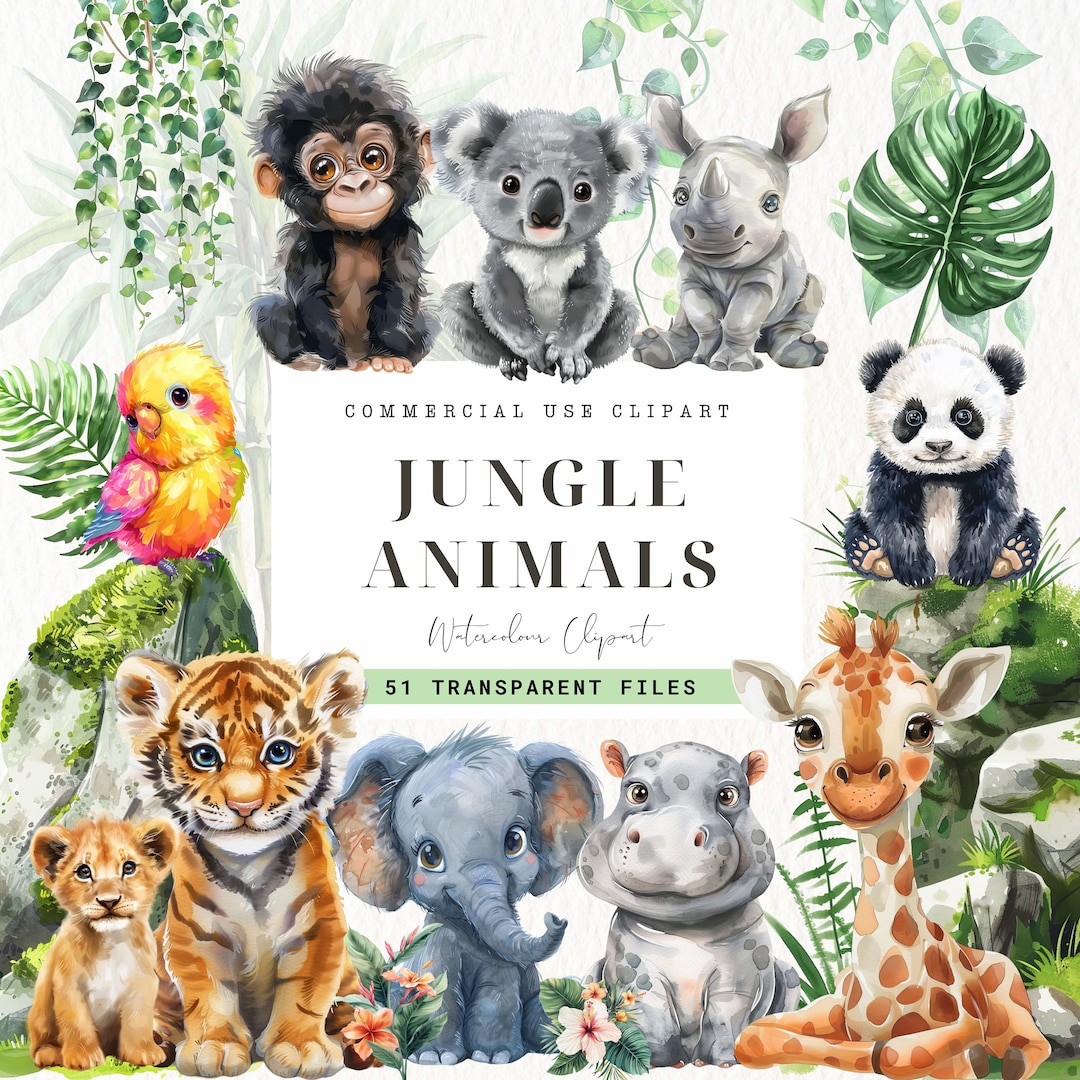 Jungle Babies Clipart, Baby Shower Jungle, Safari Nursery Decor ...