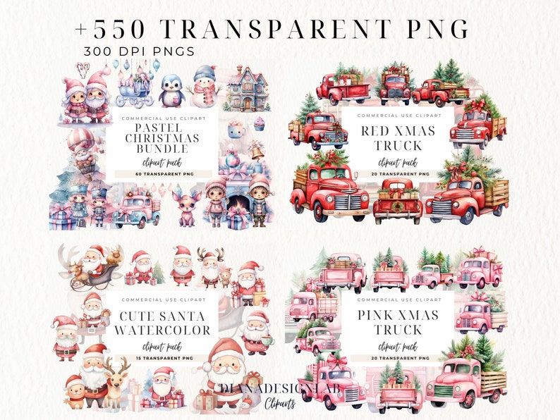 Watercolor Christmas Clipart Bundle Christmas Gift Clipart Winter ...