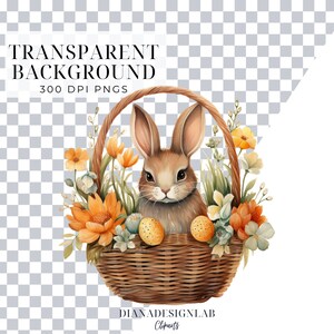 Easter Bunny Basket Clipart, Easter Basket, Bunny Clip Art, Card Making ...