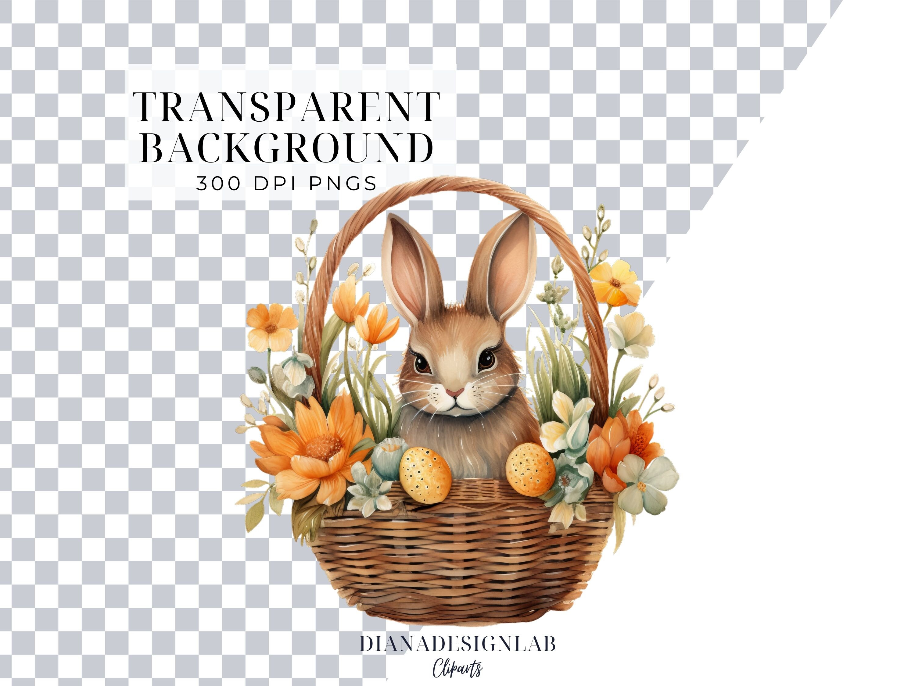 Easter Bunny Basket Clipart, Easter Basket, Bunny Clip Art, Card Making ...
