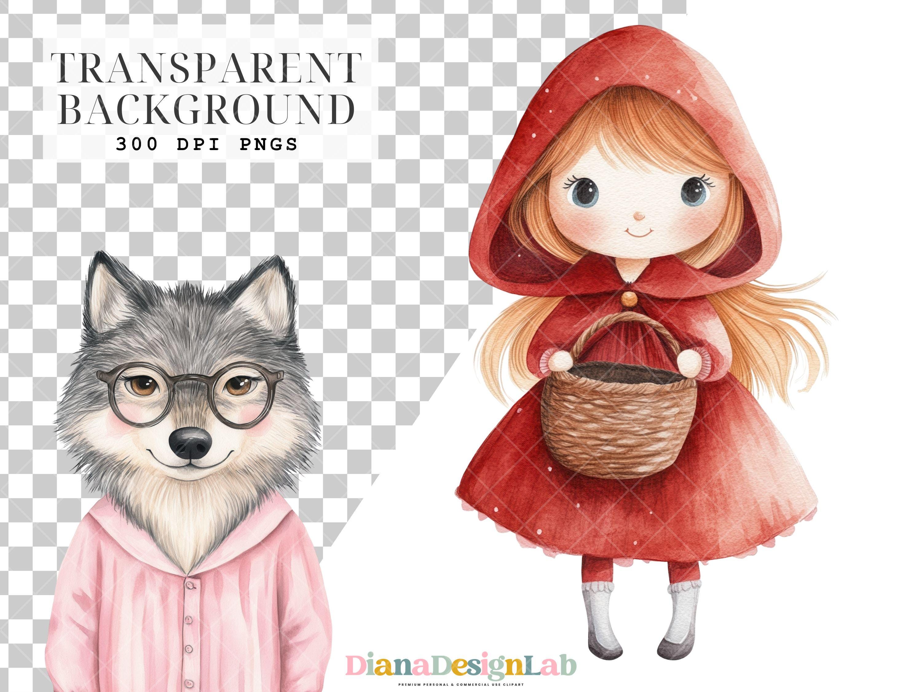 Little Red Riding Hood Clipart, Fairy Tale Clip Art, Woodland, Love ...
