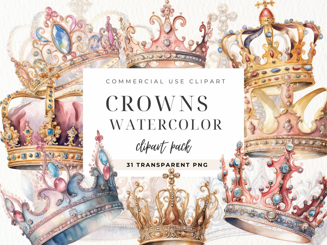 Crowns Watercolor Clip Art, Commercial Use, Transparent Pngs, Royal ...