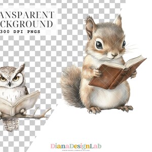 Woodland Reading Clipart, Fall Autumn, Baby Animals, Back to School ...