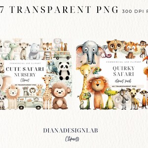 Safari Animals Clipart Bundle, Commercial Use, Funny Safari Animal ...