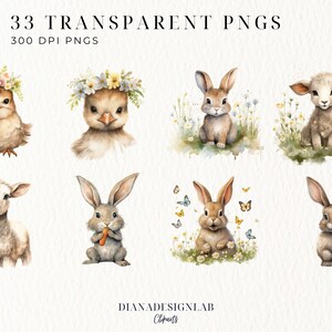 Watercolor Easter Clipart Bundle, Easter Bunny, Eggs Floral Baskets ...