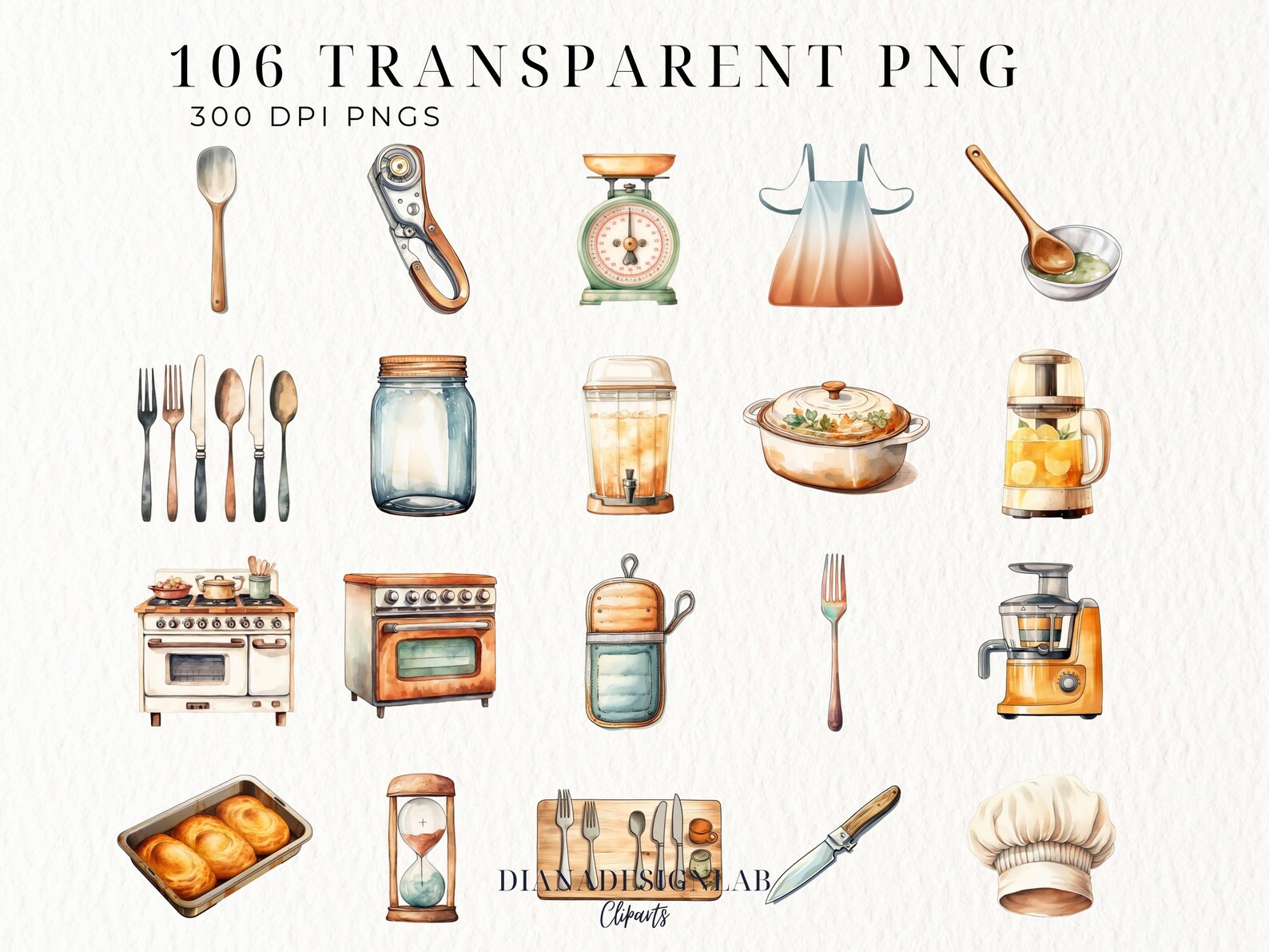 Kitchenware Clipart, Kitchen Tool Clip Art, Print at Home, Rolling Pin ...
