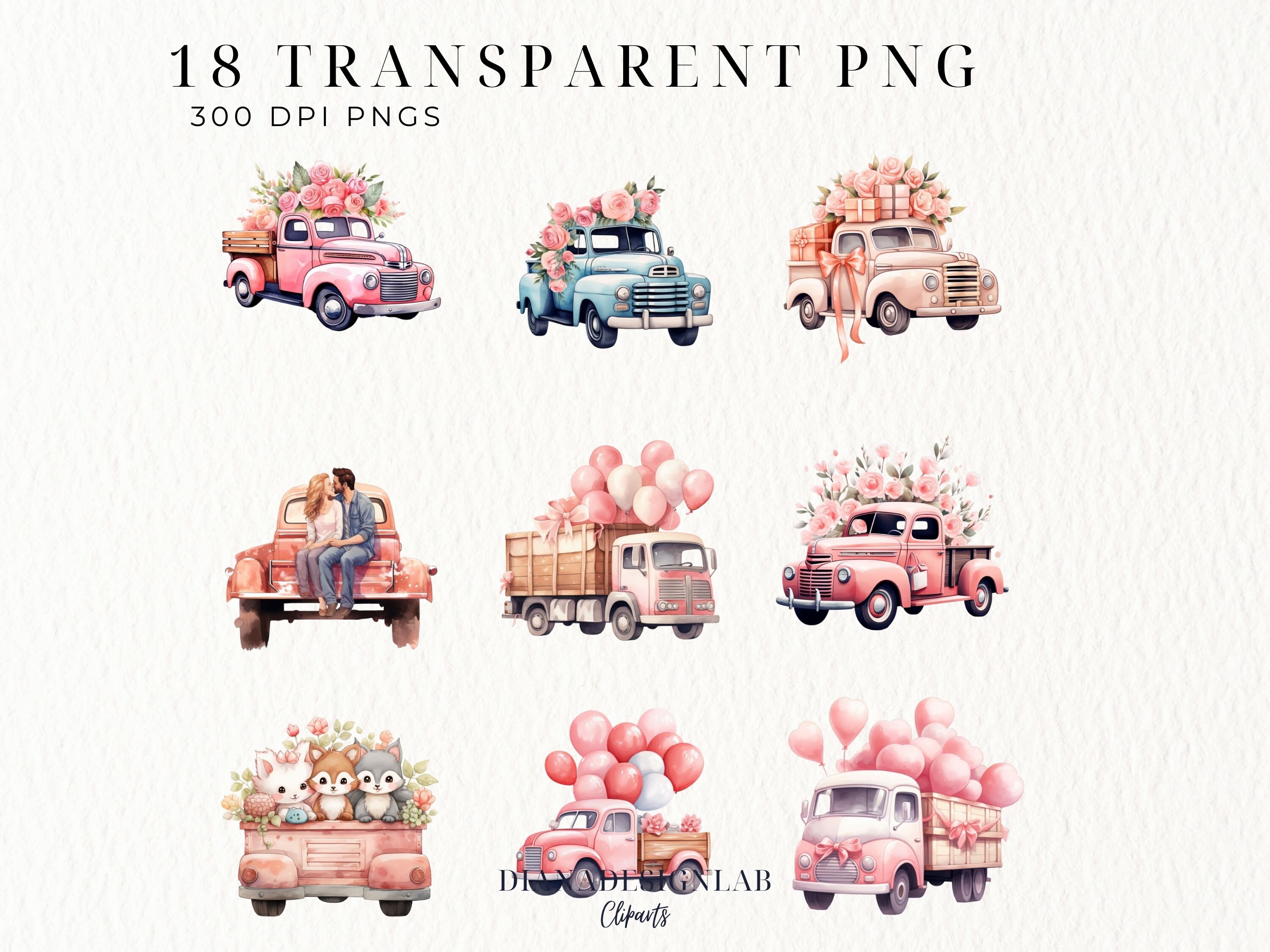 Valentine Truck Clipart, Valentines Truck Svg, Digital Clipart ...