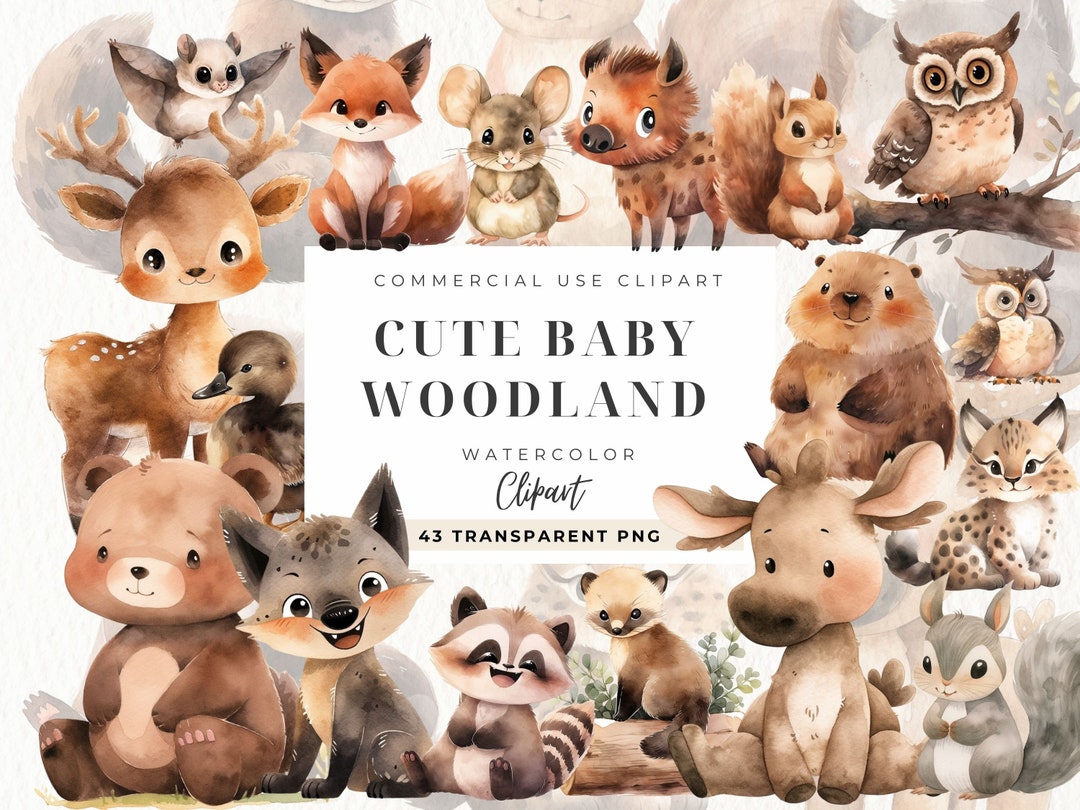 Boho Woodland Animal Clipart, Creatures Clip Art, Forest, Bunny Rabbit ...