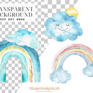 Baby Blue Clouds Clipart, Baby Shower, Rainbow Png, Doodle Baby Clouds ...