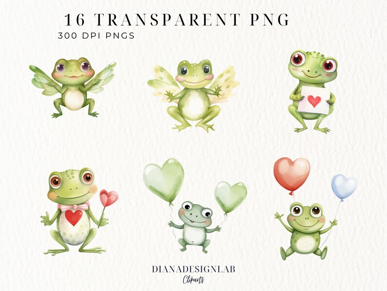 Frog Valentine Clipart, Digital Clipart Scrapbooking, Cute Frog, Couple ...