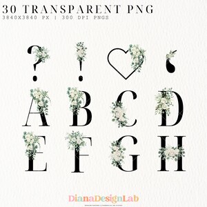 Watercolor Floral Alphabet Clipart, Commercial Use, Wedding Letters Png ...