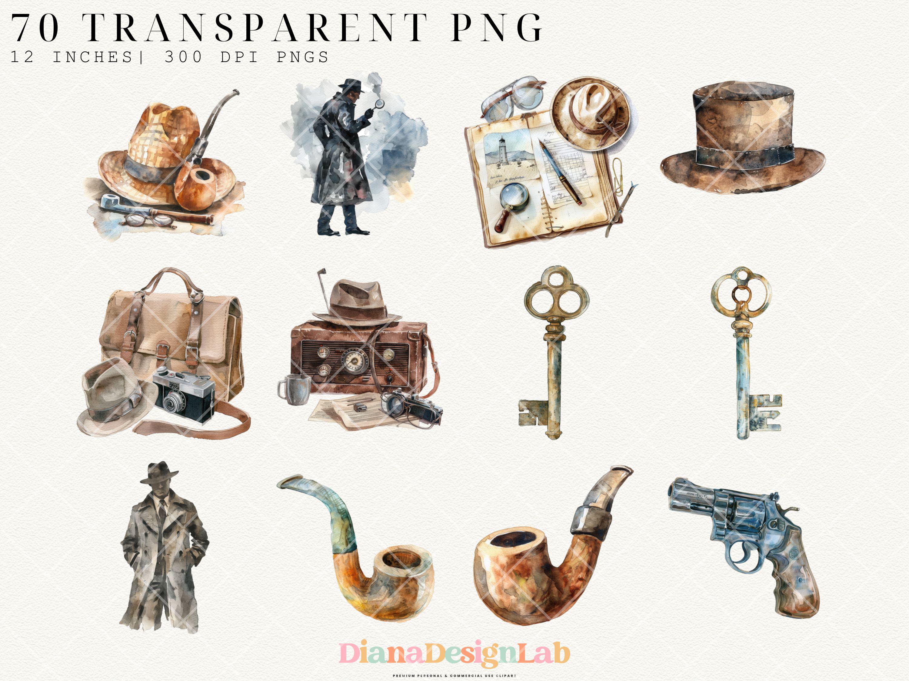 Watercolor Detective Clipart, Detective Graphics, Private Investigator ...