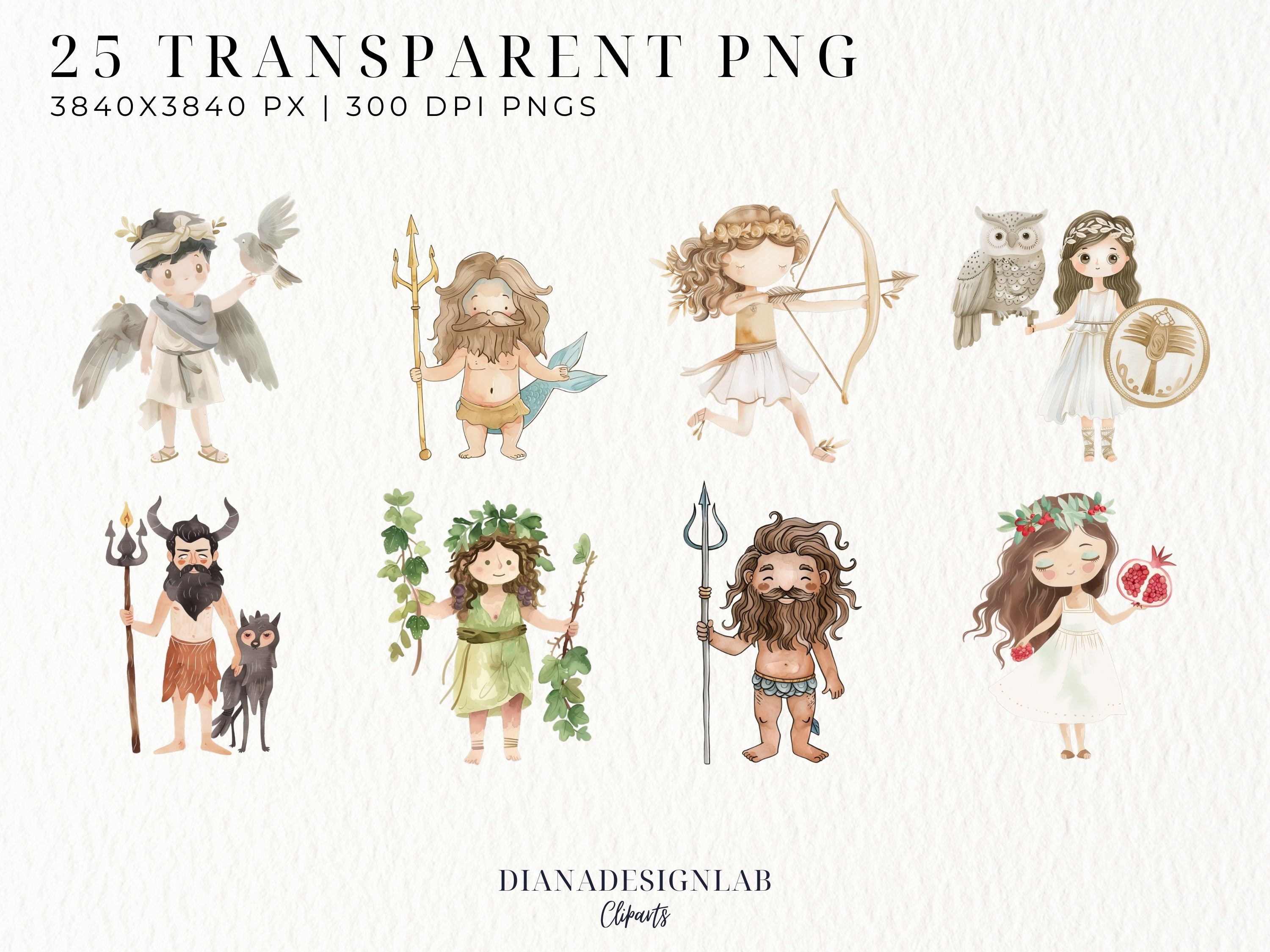 Greek Gods Clipart, Instant Download, Junk Journal, Greek Mythology ...