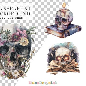 Skull With Books Clipart, Librarian Svg, Gothic Fantasy Book Art, Book ...