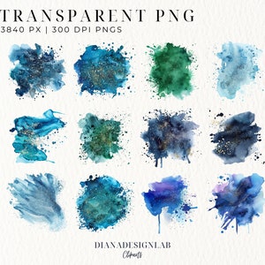 Blue Watercolor Splatter Clipart, Abstract Background, Splashes Deep ...