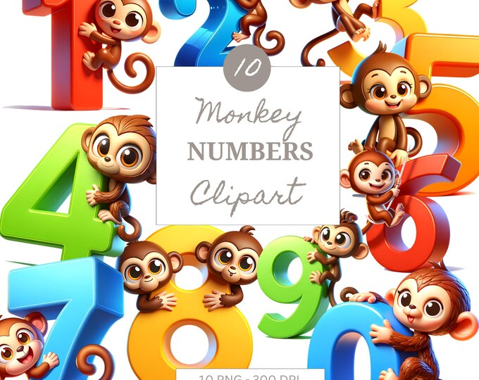 Monkey Numbers / Numbers 1 to 10 Clipart - Etsy Canada