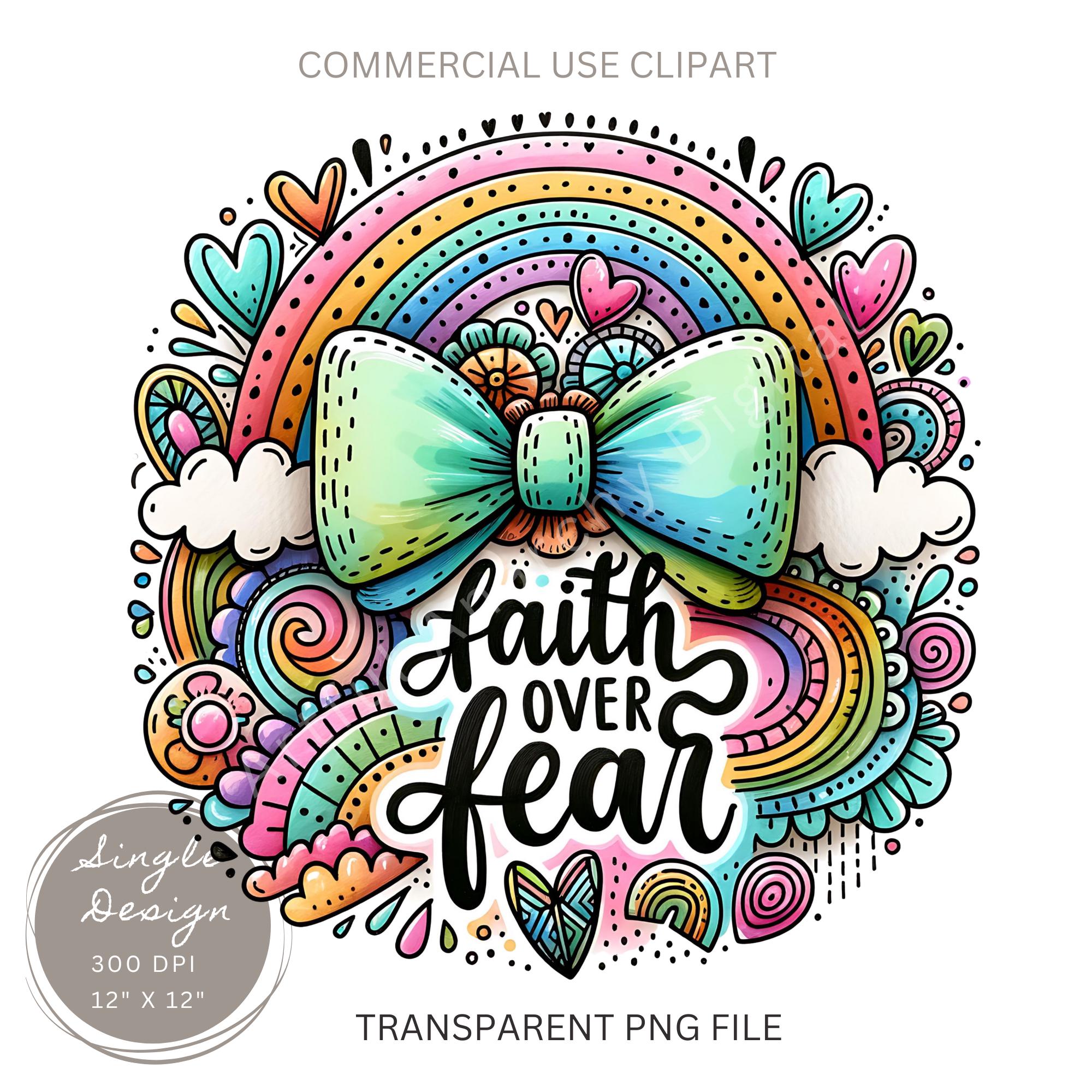 Faith Over Fear Pink Bow Png, Positive Affirmation PNG, Coquette ...