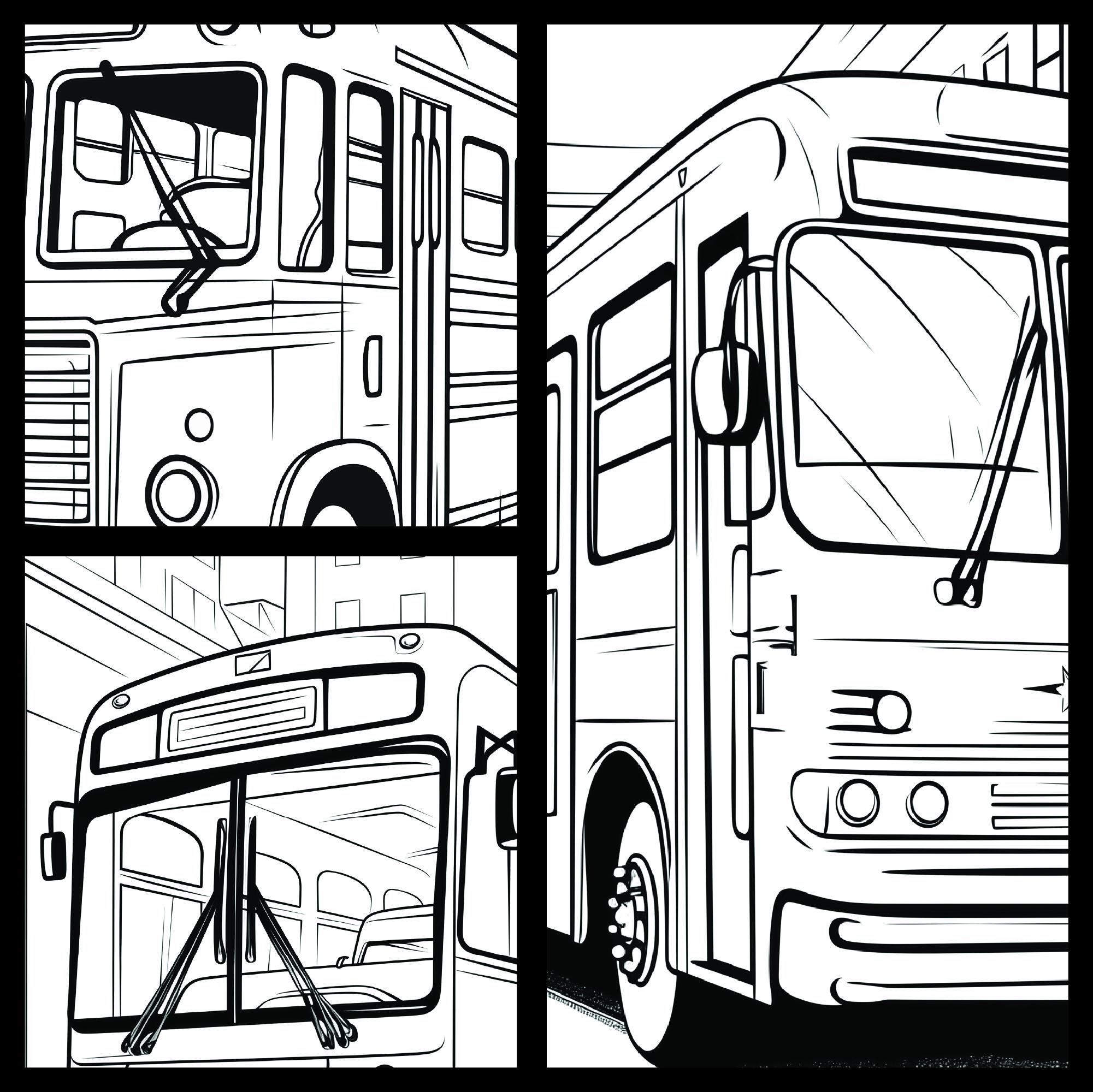Printable Coloring Book | Buses | 25 Pages | Teens | Fun Activity ...