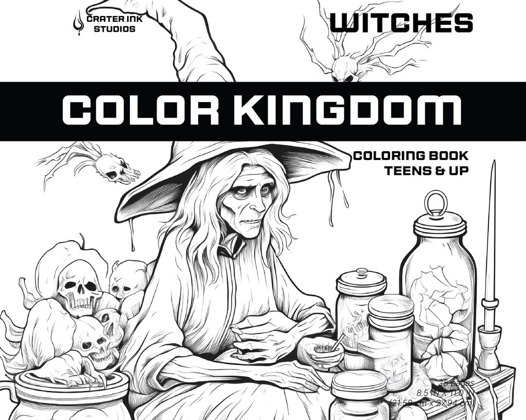 Printable Coloring Book | Witches | 25 Pages | Teens | Fun Activity ...