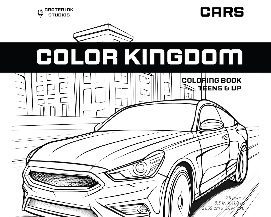 Printable Coloring Book | Cars | 25 Pages | Teens | Fun Activity ...