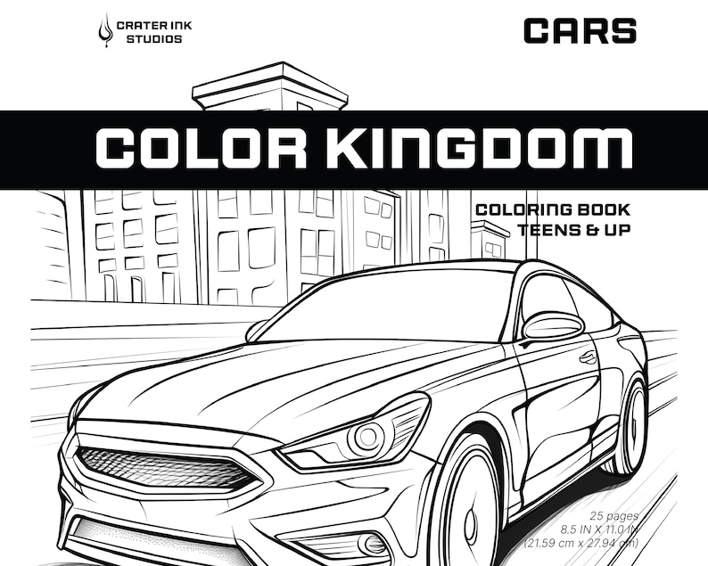 Printable Coloring Book | Cars | 25 Pages | Teens | Fun Activity ...