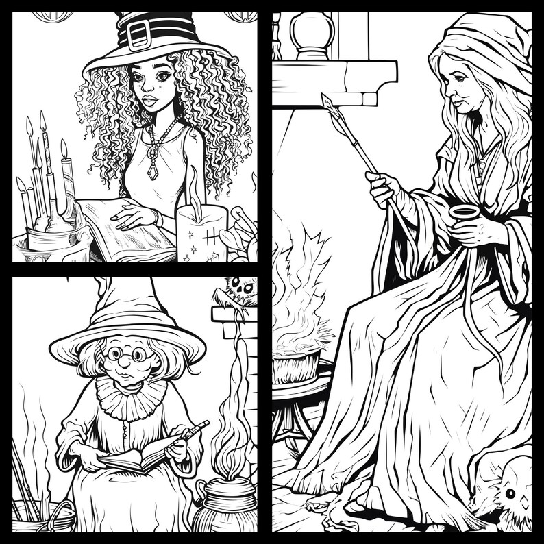 Printable Coloring Book | Witches | 25 Pages | Teens | Fun Activity ...