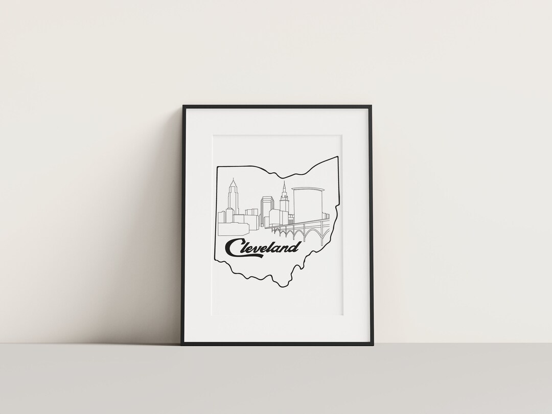 Cleveland Skyline Print, Ohio Outline (digital Download) - Etsy