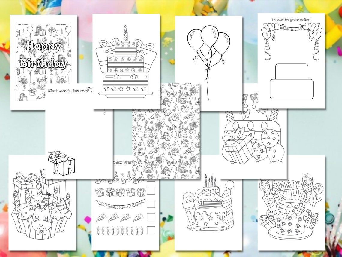 Printable Birthday Activity Book ~ 22 Different Pages ~ Birthday ...