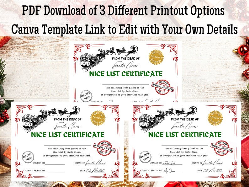 EDITABLE Nice List Certificate Custom Nice List Certificate Nice List ...